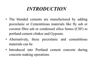 study on strenth properties of blended cement concreate | PPTX | Civil Engineering Industry ...