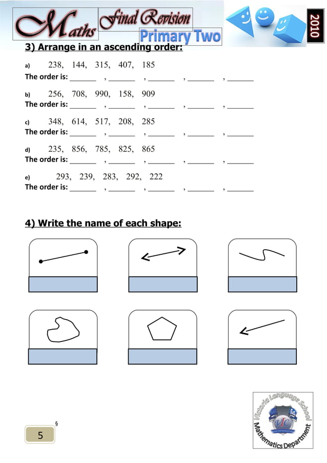 Final Revision Math Primary 2 (Part 1) | DOC