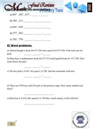 Final Revision Math Primary 2 (Part 1) | DOC