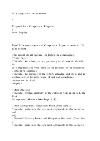 Final Risk Assessment and Compliance Report (seven- to 12-page rep | PDF