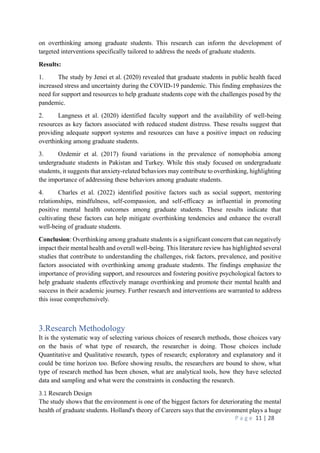 Research Investigation On Mental Health Issues Among Graduate Students ...