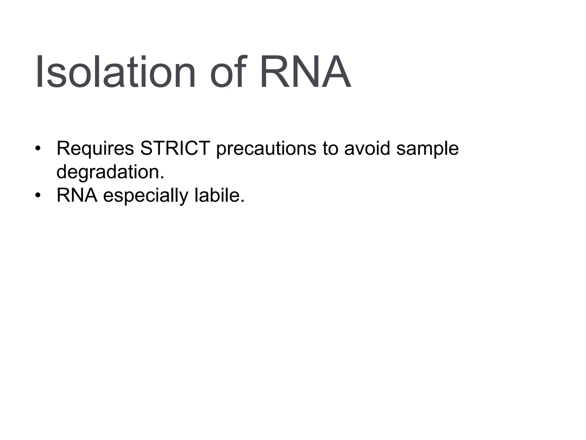 RNA isolation methods | PPTX | Chemistry | Science