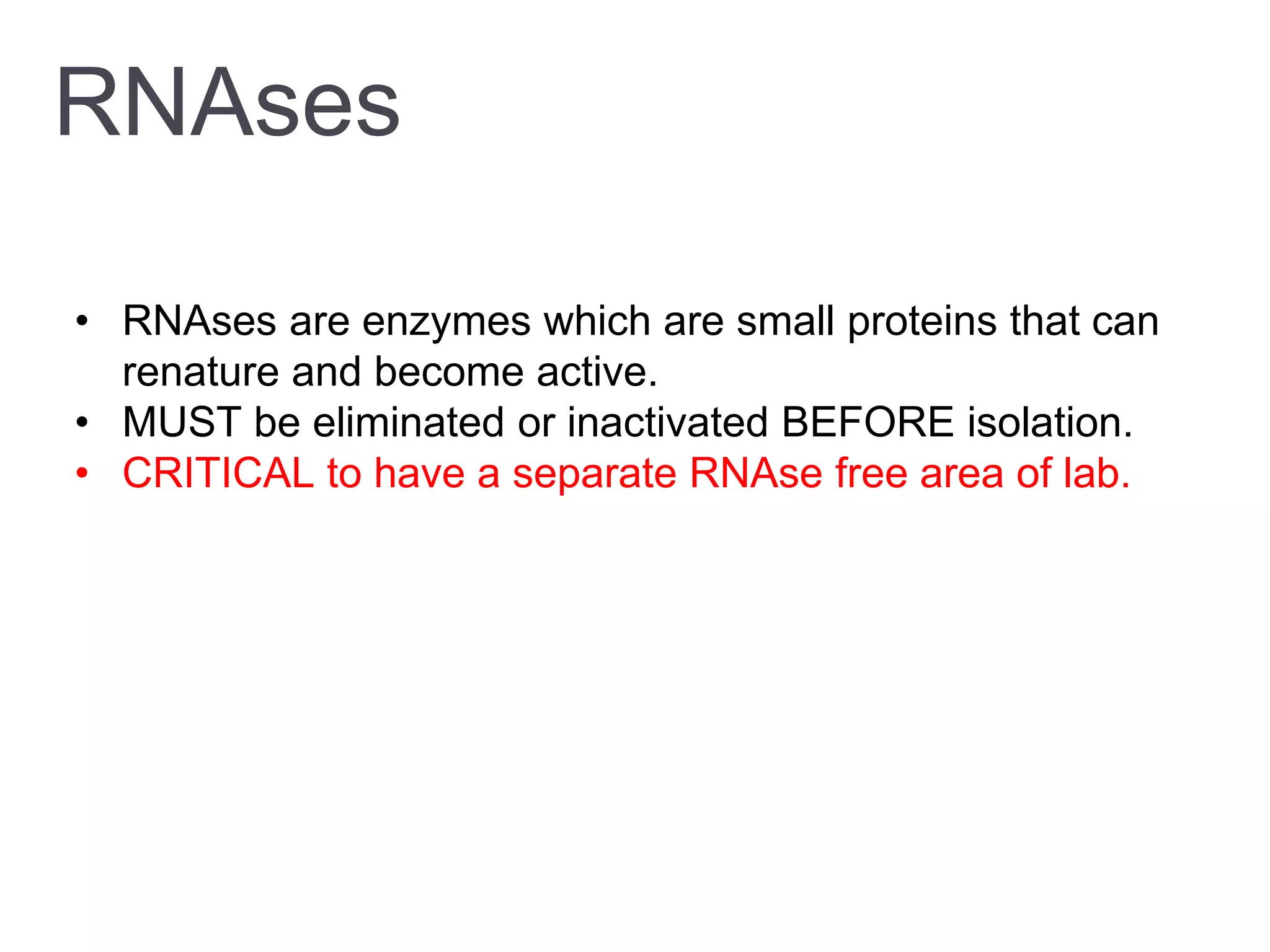 RNA isolation methods | PPTX | Chemistry | Science