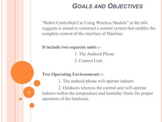 Robot controlled car using Wireless Module | PPTX | Operating Systems | Computer Software and ...