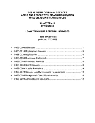 HB 2661 Final Rules & Regulations for Senior Referral Agents | PDF