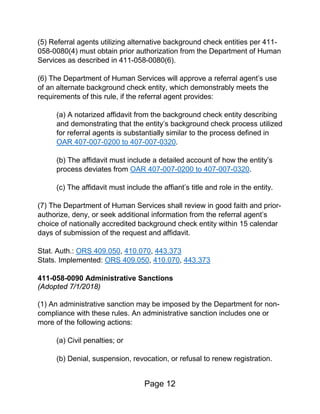 HB 2661 Final Rules & Regulations for Senior Referral Agents | PDF
