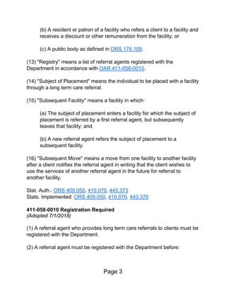 HB 2661 Final Rules & Regulations for Senior Referral Agents | PDF