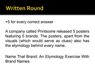 BENT Quiz Finals | PPT