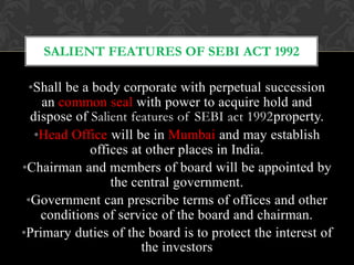 SEBI | PPTX | Business Accounting & Finance | Business