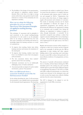 Self Assessment Toolkit For Community Radio Stations And Practitioners