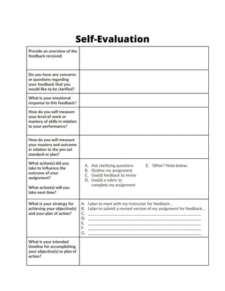 Self Evaluation Template