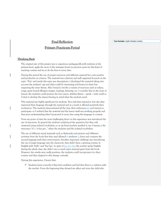 Final self reflection primary level gieser leticia | PDF