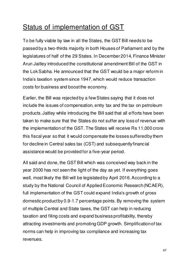 IMPLEMENTATION OF GST IN INDIA - 1