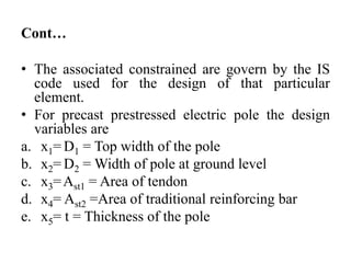 Optimum design of precast prestressed concrete structural element | PPTX