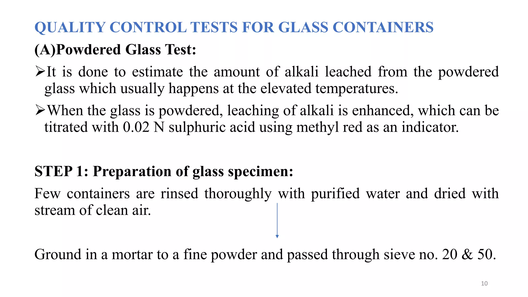 Quality control test for containers and closures | PPTX
