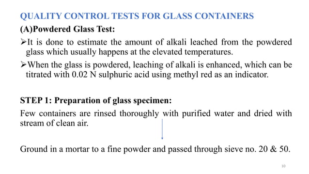Quality control test for containers and closures | PPTX