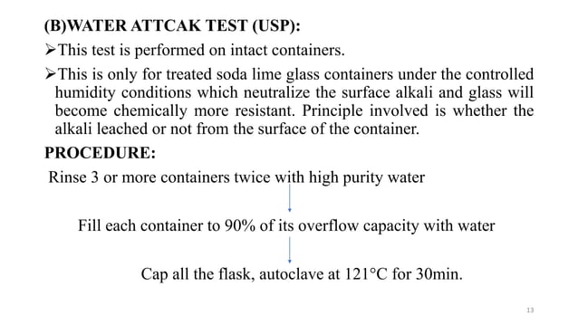Quality control test for containers and closures | PPTX