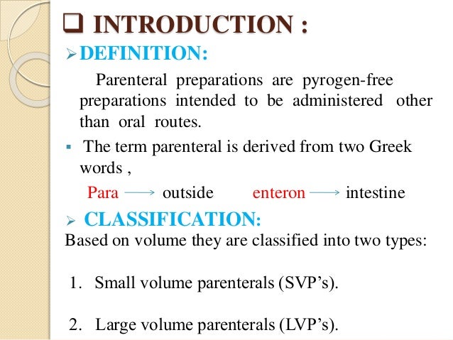Parenterally Administered Definition