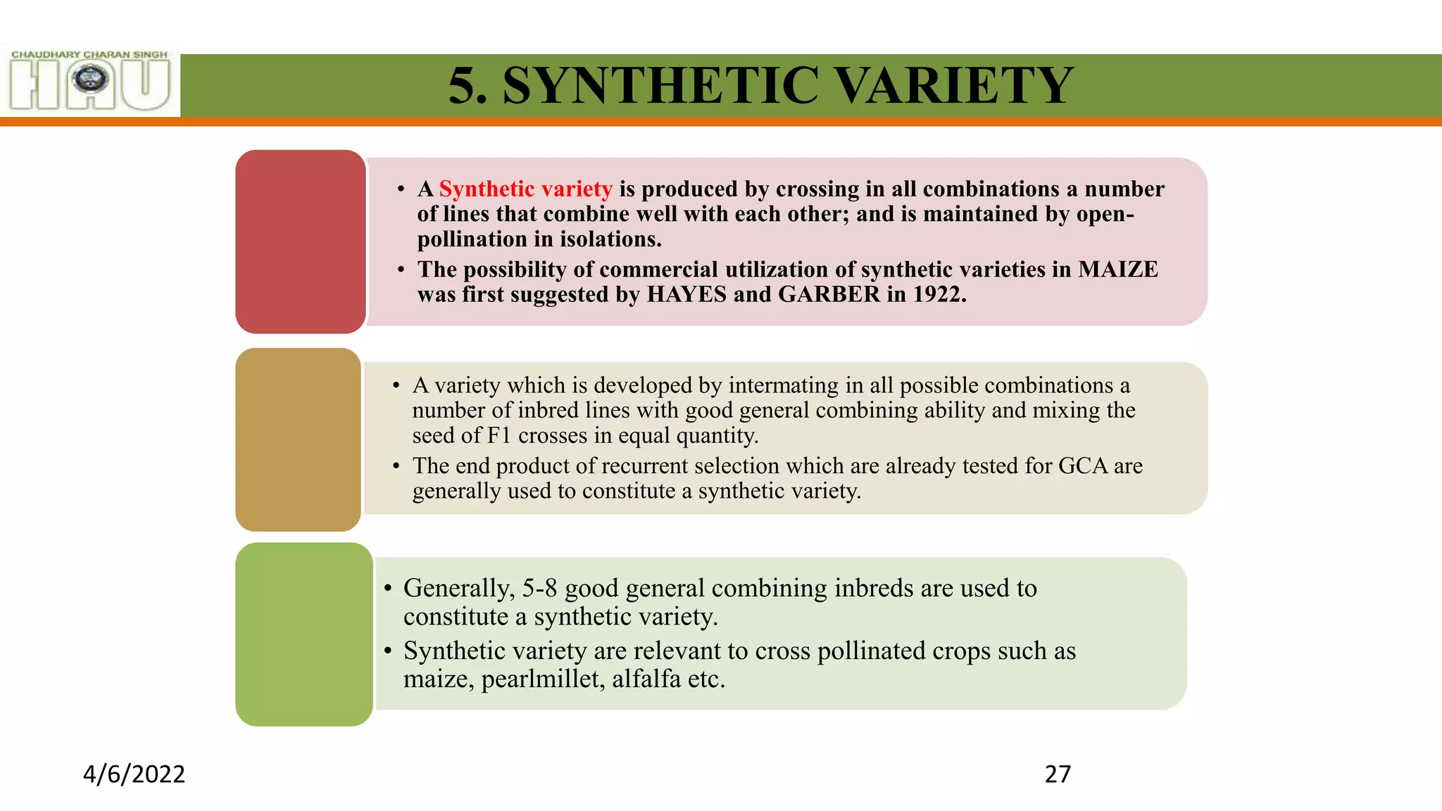 BREEDING METHODS IN CROSS POLLINATED CROPS | PPT