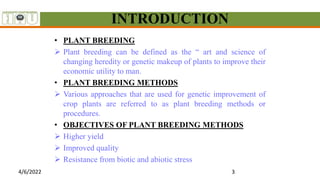 BREEDING METHODS IN CROSS POLLINATED CROPS | PPT