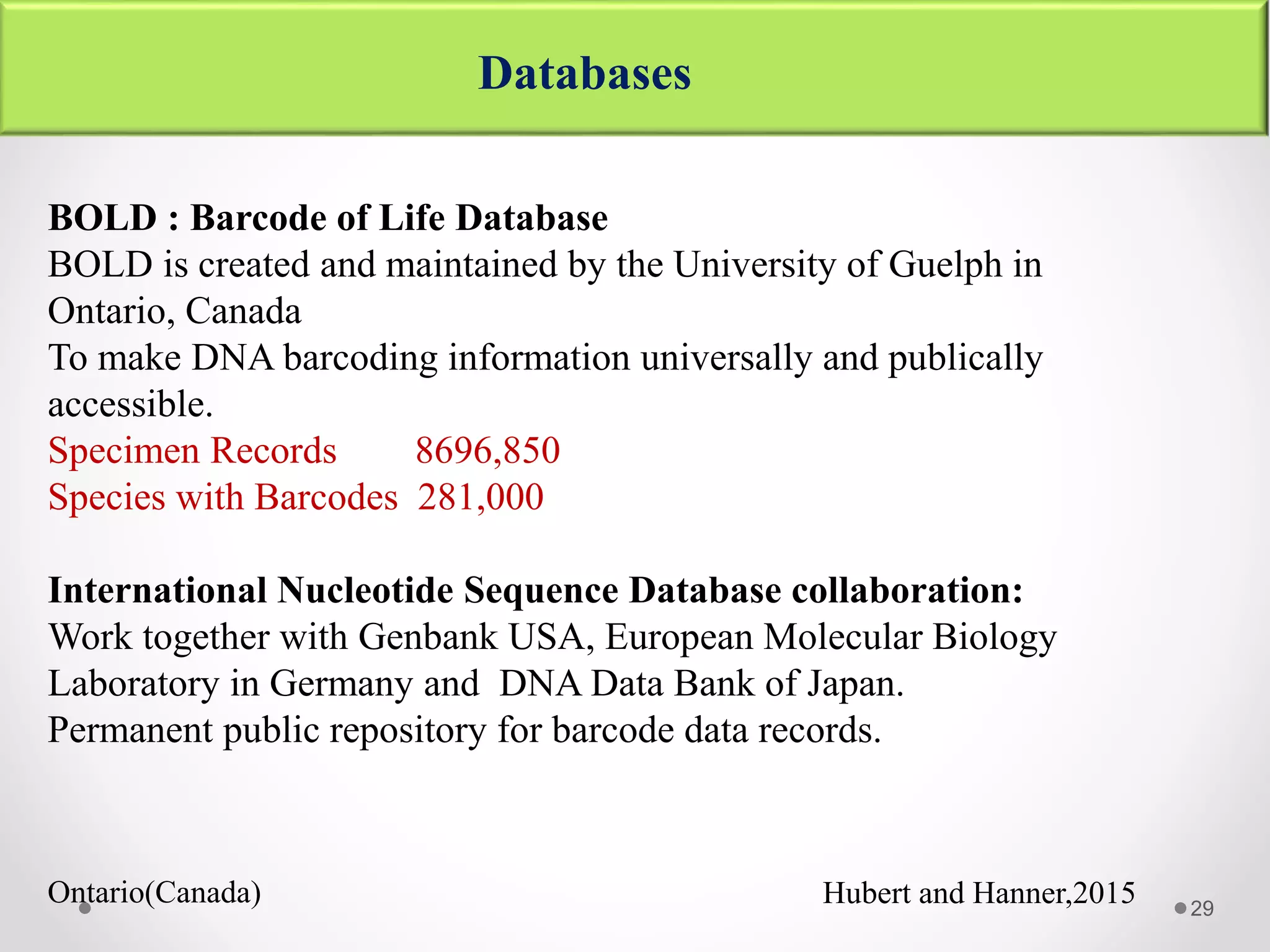 DNA Barcoding and its application in species identification | PPTX ...