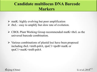 DNA Barcoding and its application in species identification | PPTX