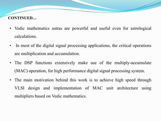 vedic mathematics based MAC unit | PPTX