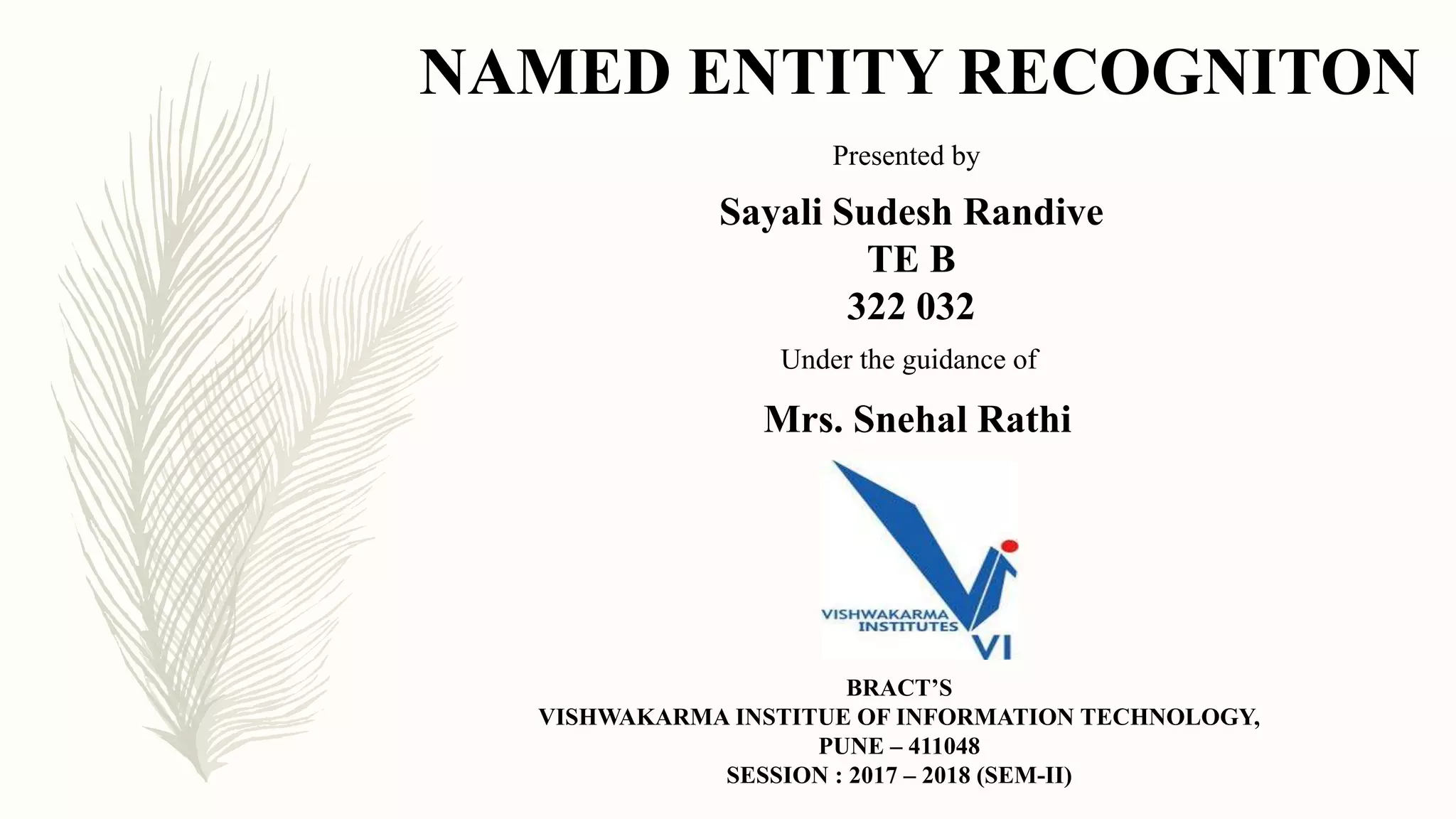 NAMED ENTITY RECOGNITION | PPTX