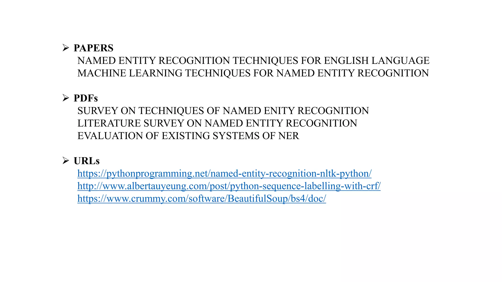 NAMED ENTITY RECOGNITION | PPTX