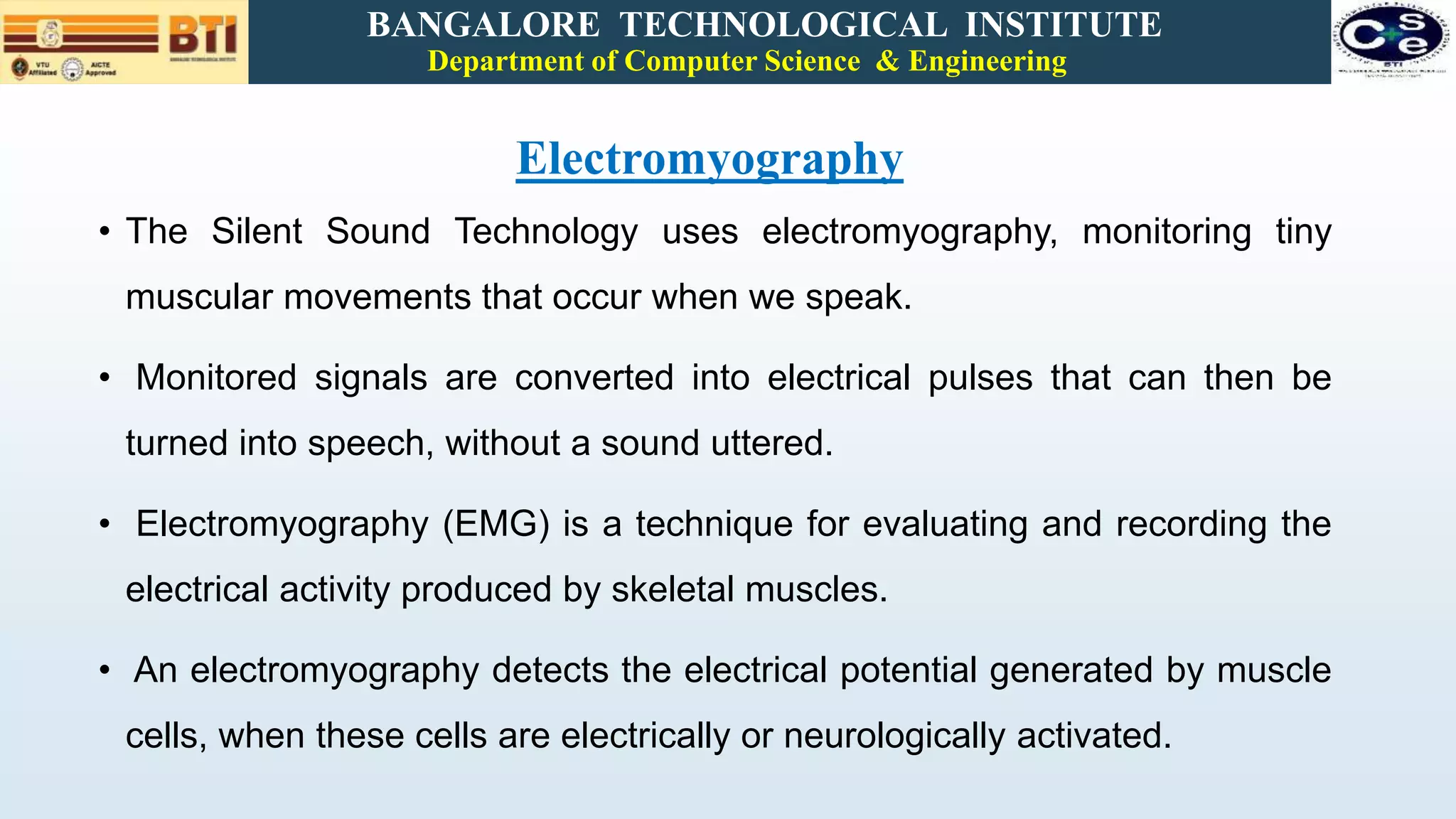 SILENT SOUND TECHNOLOGY ppt.pptx | Digital Audio | Computer Software and Applications