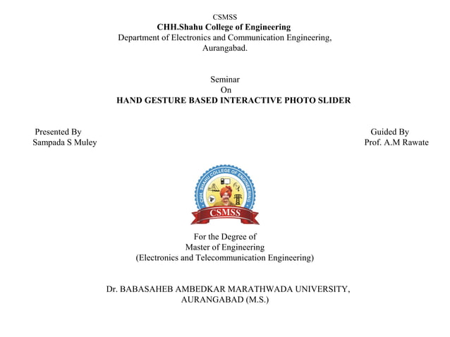 hand gesture based interactive photo silder | PPT