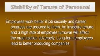 The Stability And tenure of A Personnel ( The 12 principal of Henry ...