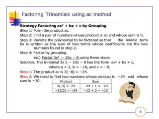 factoring trinomials using ac method | PDF