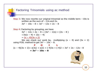factoring trinomials using ac method | PDF