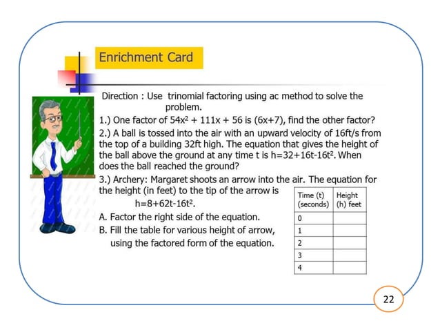 Factoring Trinomials Using Ac Method Ppt