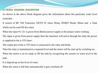 Simple Automatic Water Level Controller by using ic 555 timer. | PPTX