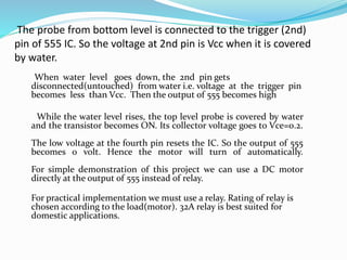 Simple Automatic Water Level Controller by using ic 555 timer. | PPTX