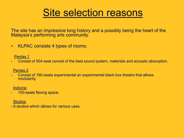 Building Science 2 - Acoustic Design Case Study (Pentas 1, KLPAC) | PPT