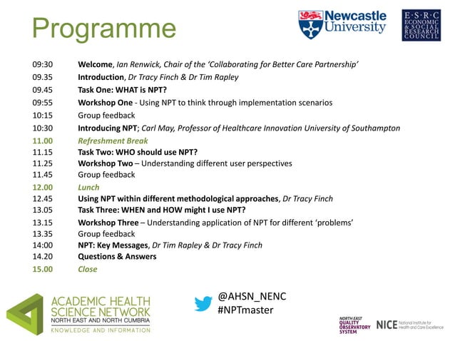 Master Class 'Getting New Ideas in to Practice' presentation, Normalisation Process Theory | PDF