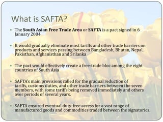 SAFTA and BIMSTEC | PPTX