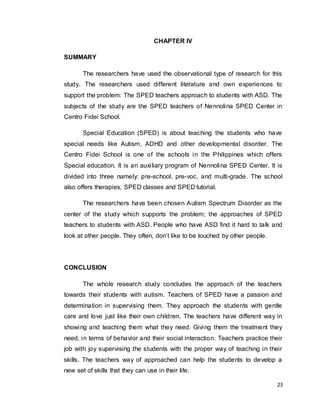 The Special Education Teachers Approach to Students with Autism Spectrum Disorder | PDF