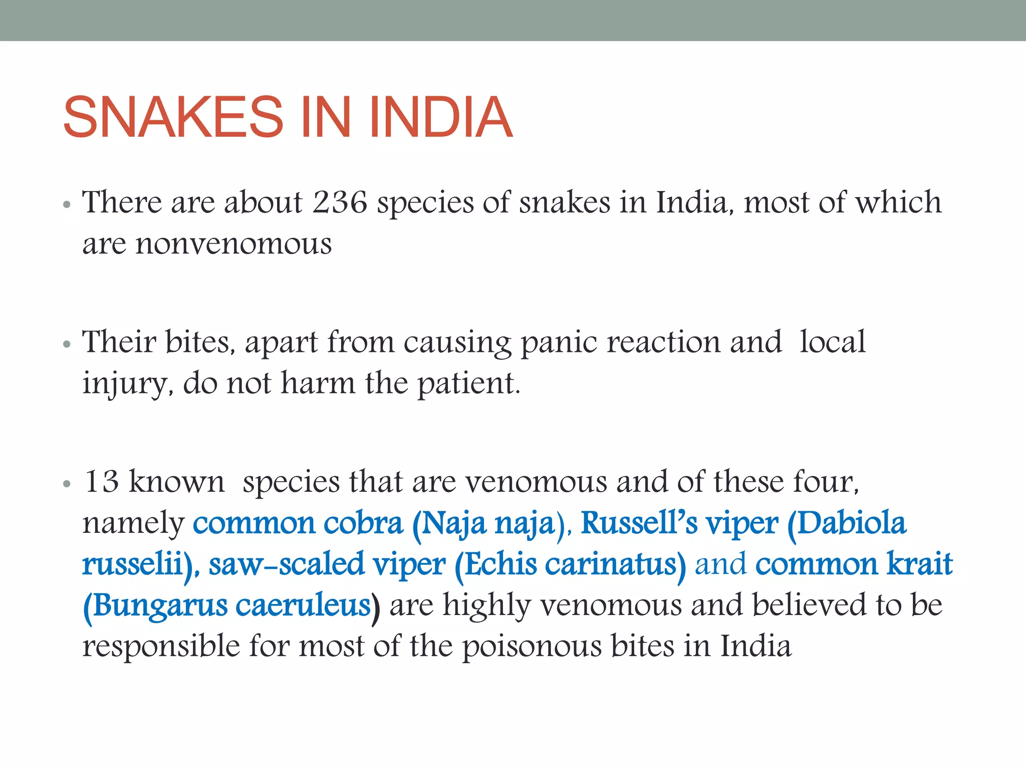 SNAKE BITE MANAGEMENT | PPTX