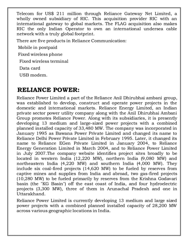RELIANCE INDUSTRIES | PDF