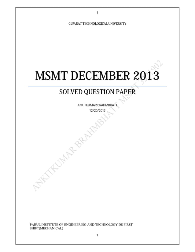 Final solved paper msmt 1 | PDF