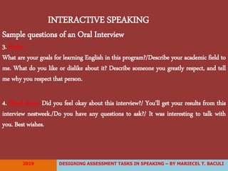 Final speaking assessment | PPT