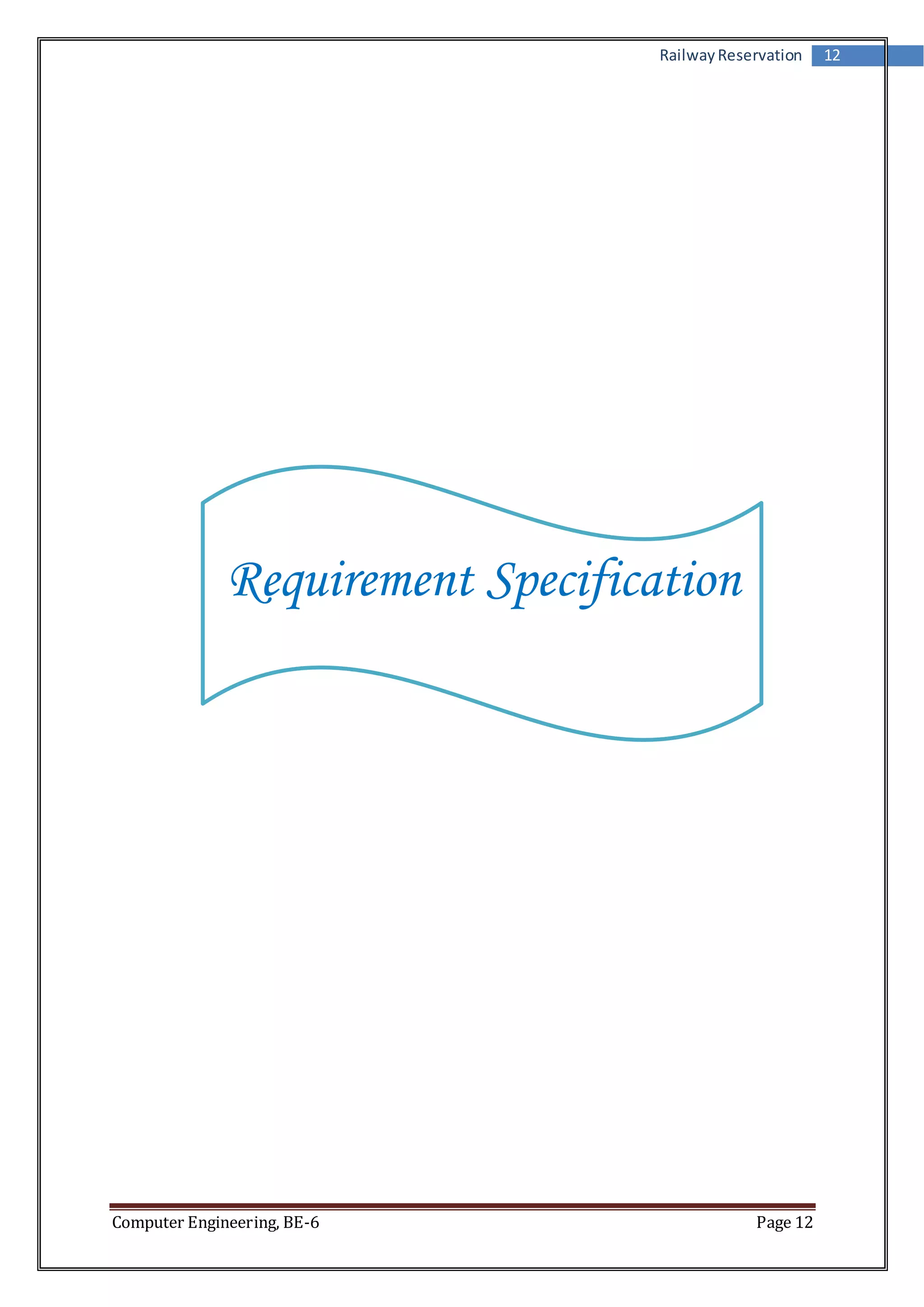 srs for railway reservation system | DOCX