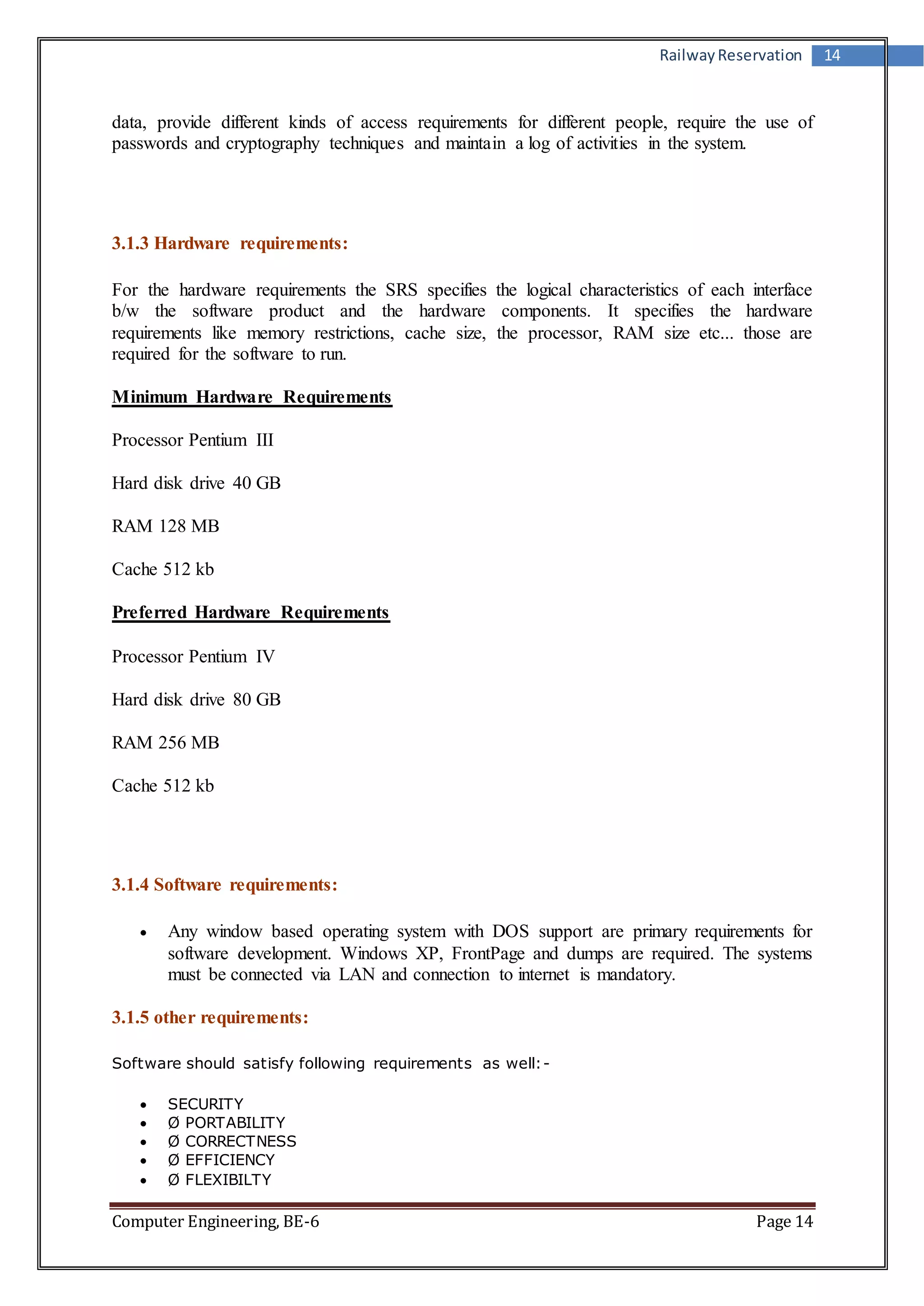 srs for railway reservation system | DOCX