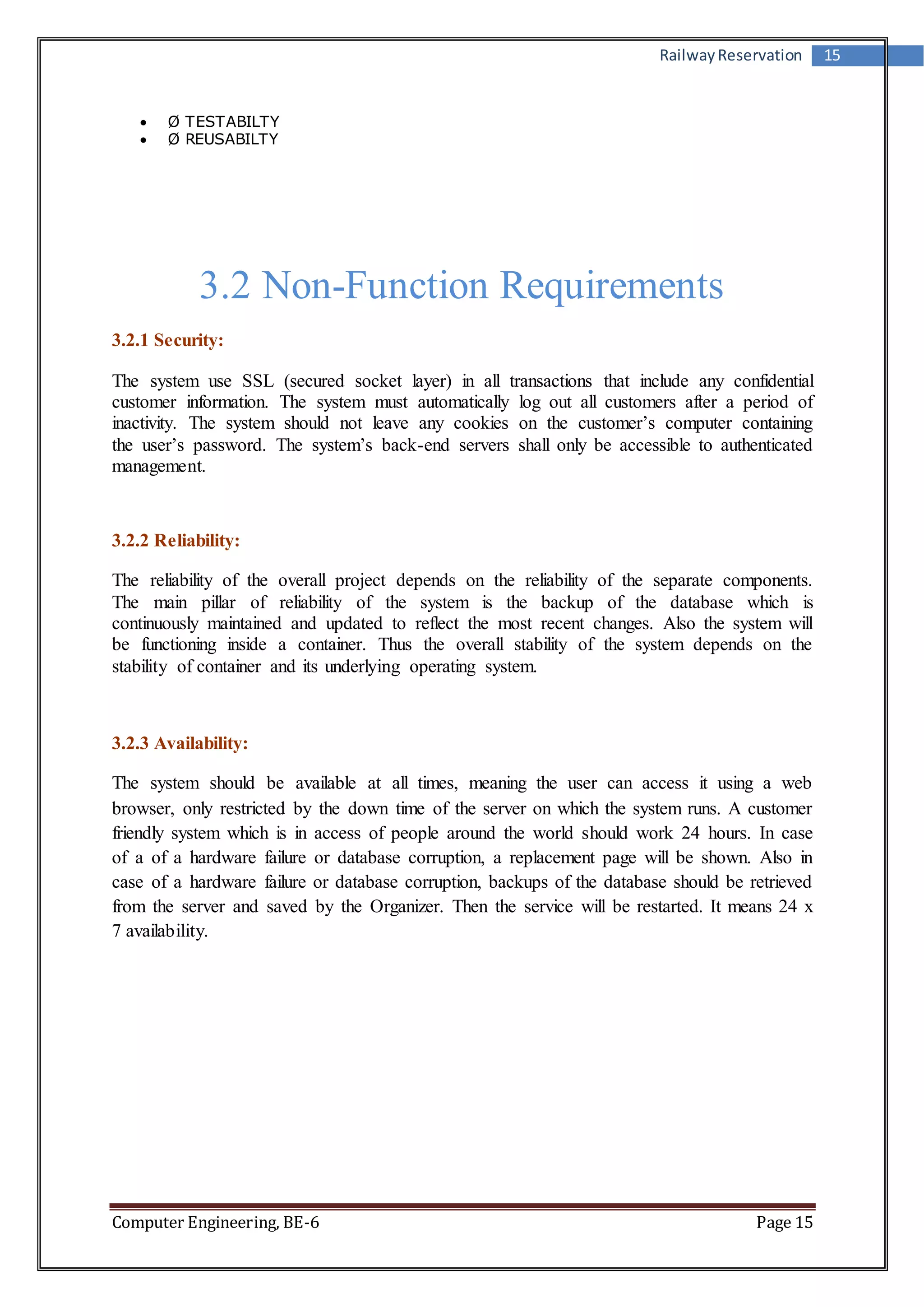 srs for railway reservation system | DOCX