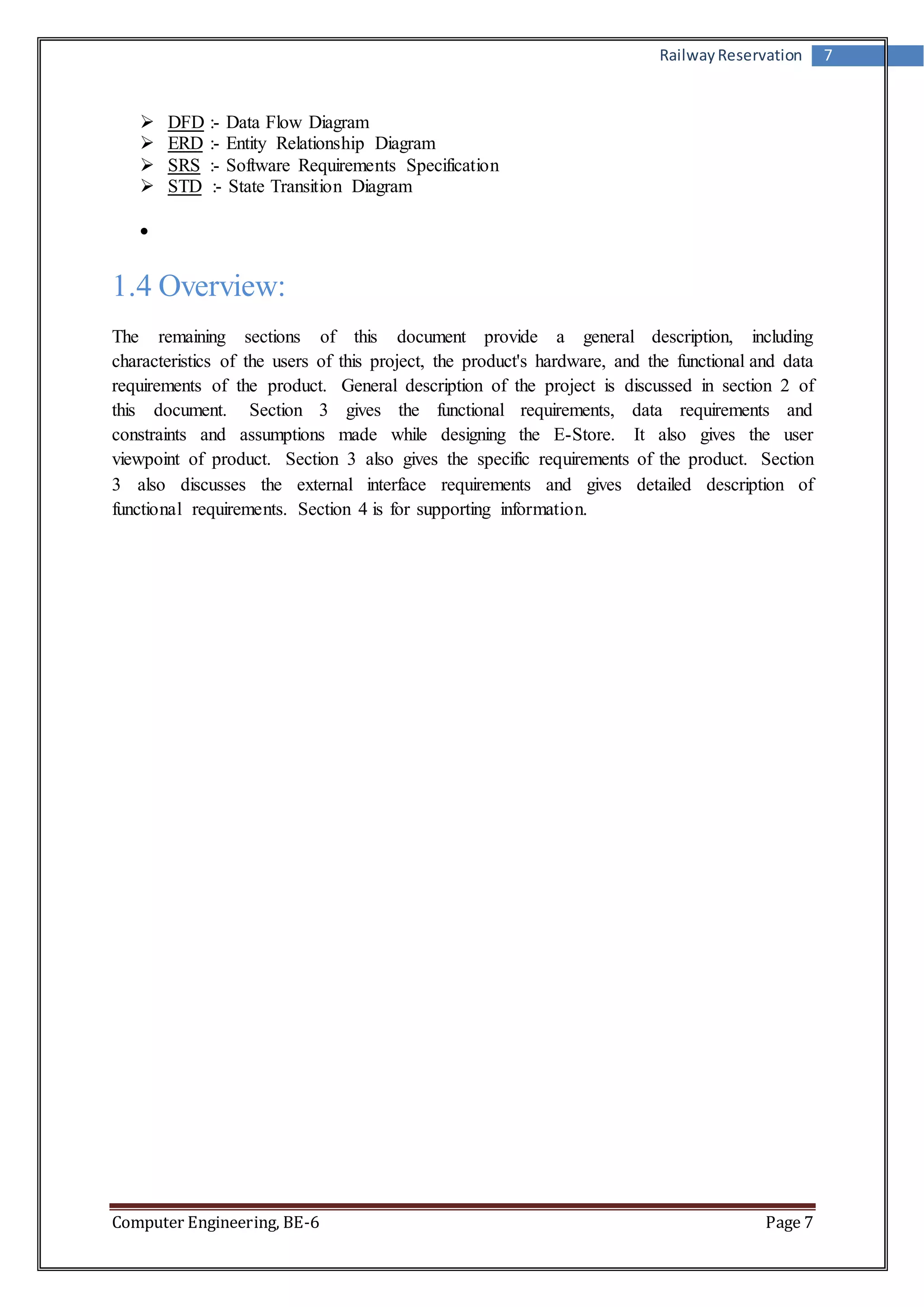 srs for railway reservation system | DOCX