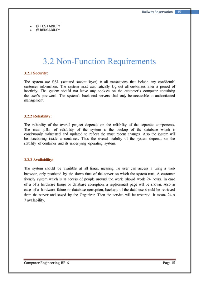 srs for railway reservation system | DOCX